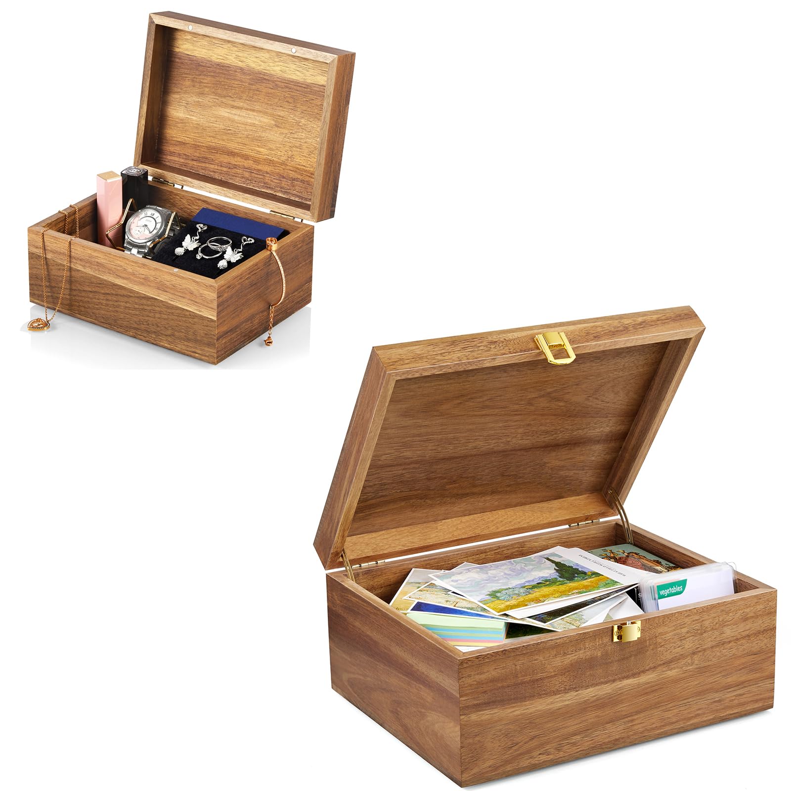 Amazon.com: DRASTAR Keepsake Box, Acacia Wood Memory Box with Hinged ...