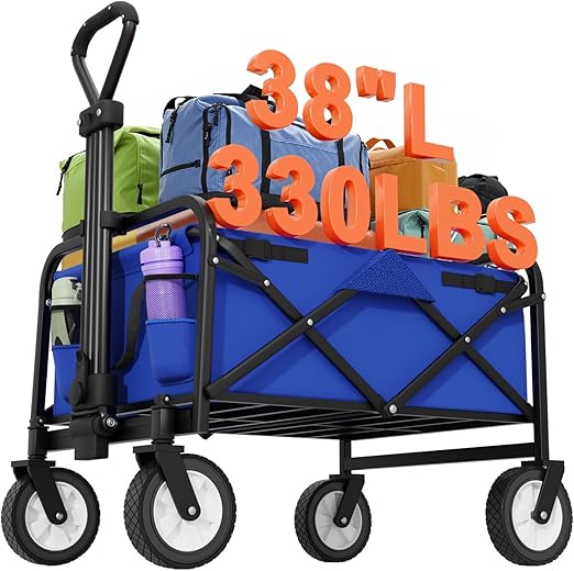 Amazon.com : PayLessHere | Collapsible Wagon Cart with Wheels | Blue ...