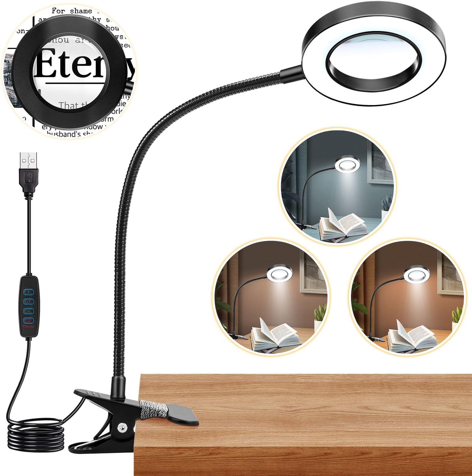 Amazon.com: 10X Magnifying Glass with Light, Clip on Mganifier with ...