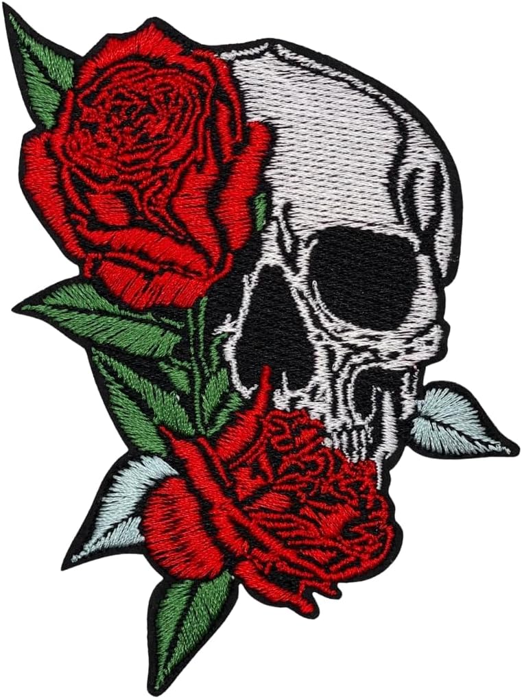 Amazon.com: ulricar Skeleton Rose Punk Rock Iron On Patch for Clothing ...