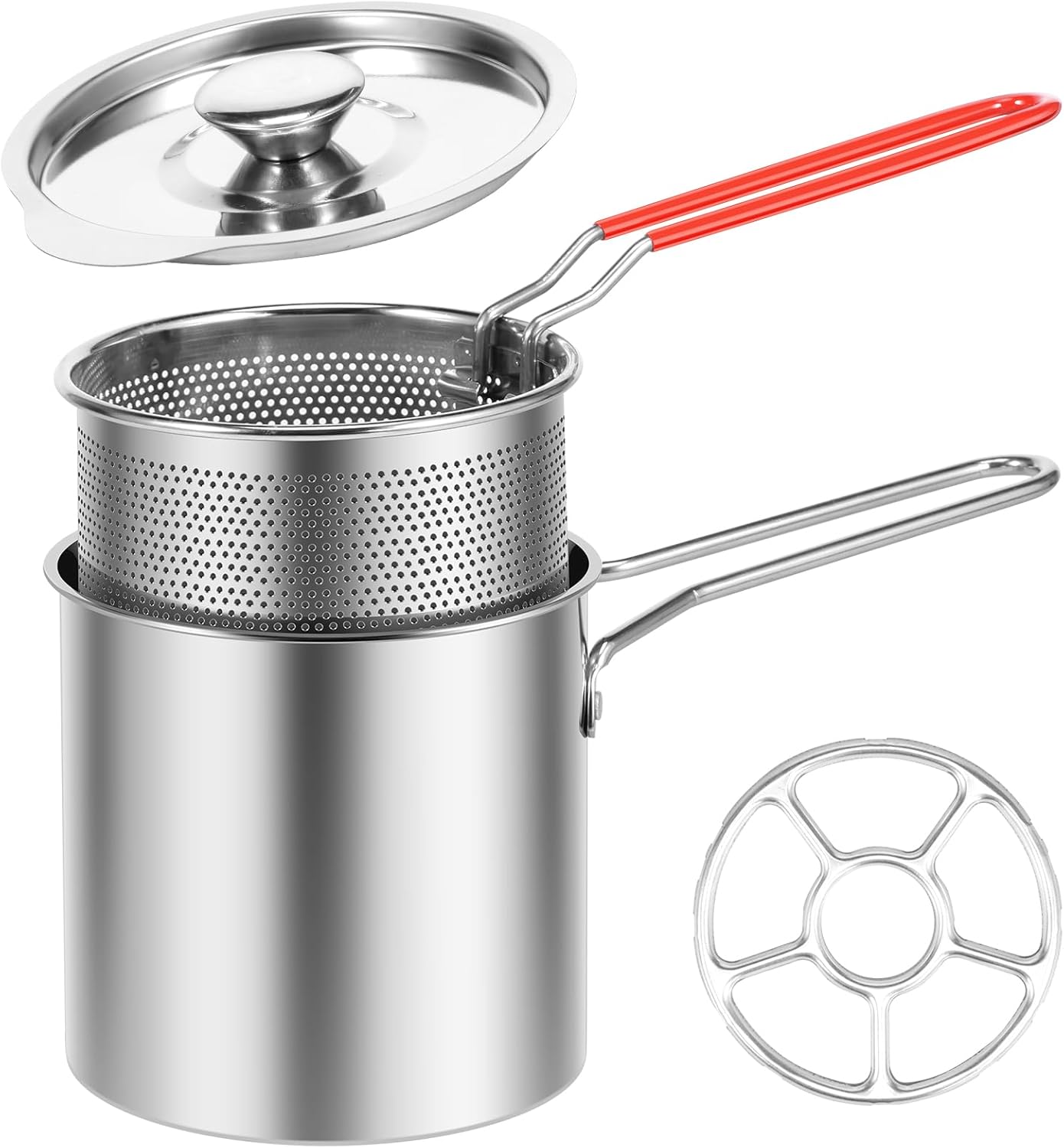 Amazon.com: Mini Stainless Steel Deep Fryer Pot with Handle & Strainer ...