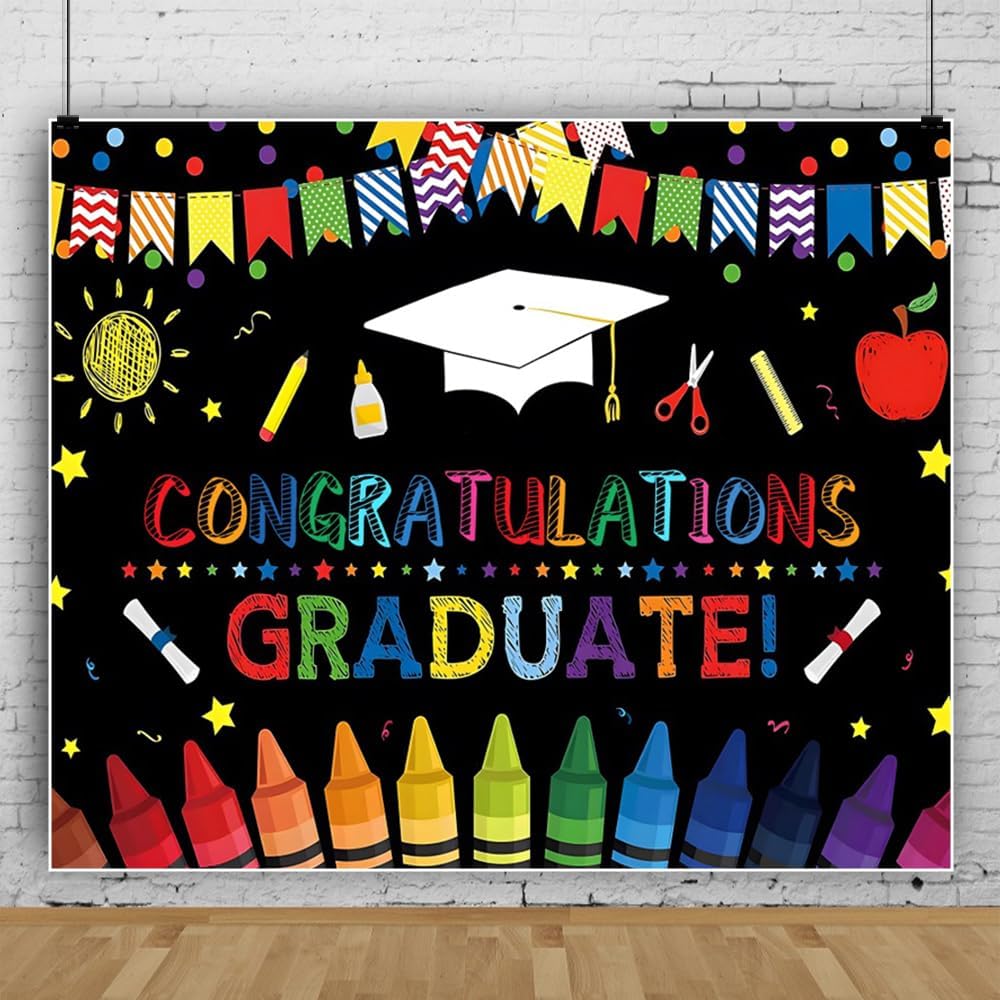 Amazon.com : Graduation Backdrop 2024 Preschool Kindergarten Cartoon ...