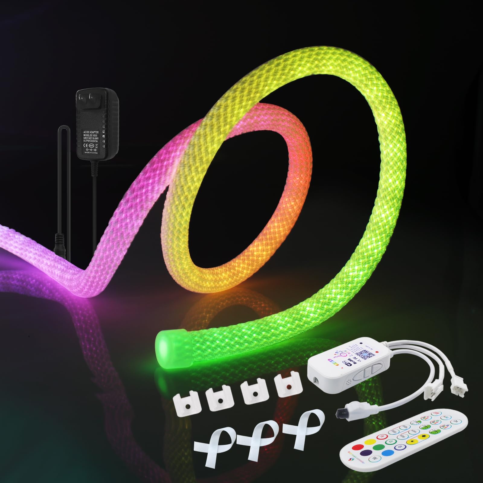 Amazon.com: KISUFU LED Neon Strip Lights Addressable 5V RGB Rope Lights ...