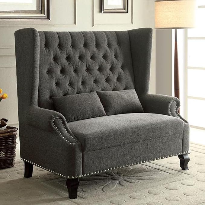 Amazon.com: Furniture of America Adia Romantic Wingback Love Seat Chair ...