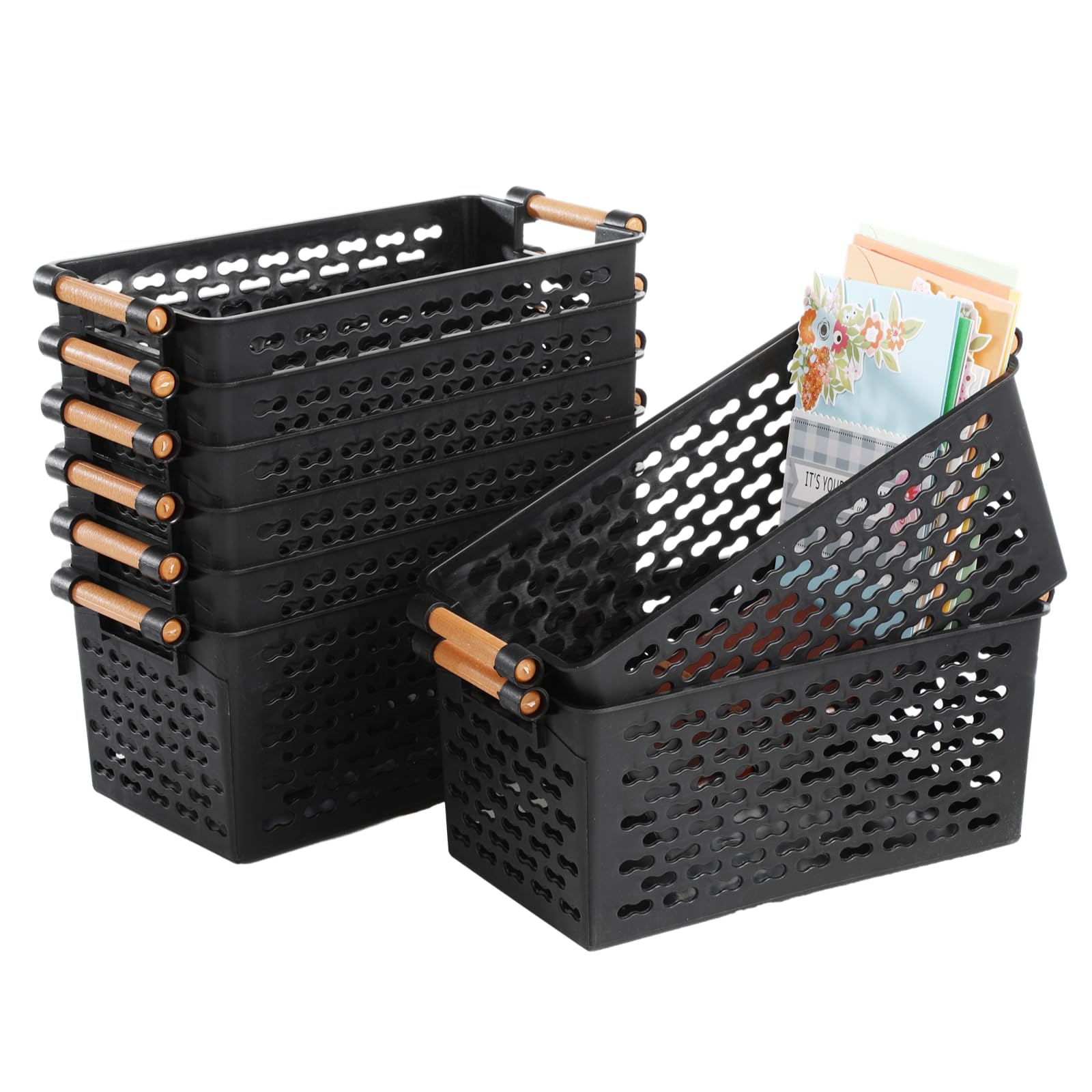 Amazon.com : 8 PCS Storage Baskets Plastic , 12 x 6 x 5 Inches Small ...
