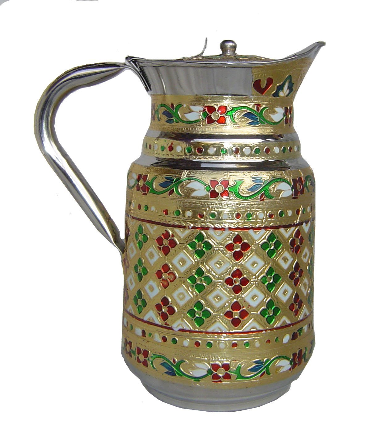 Buy Indian Fine Stainless Steel Water Pitcher, Meenakari Decorative Jug ...