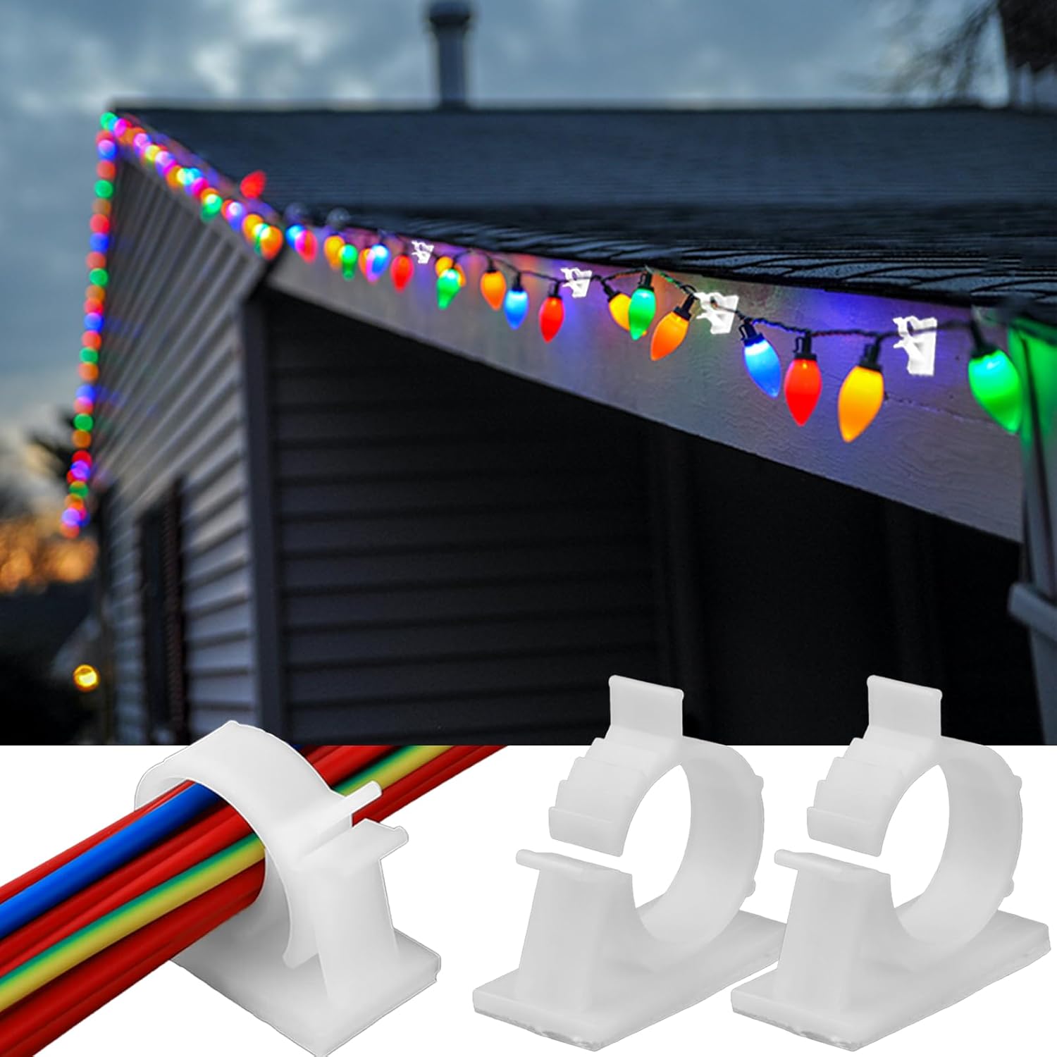 Amazon.com: 100 PCS Outdoor Light Clips Christmas String Light Clips ...
