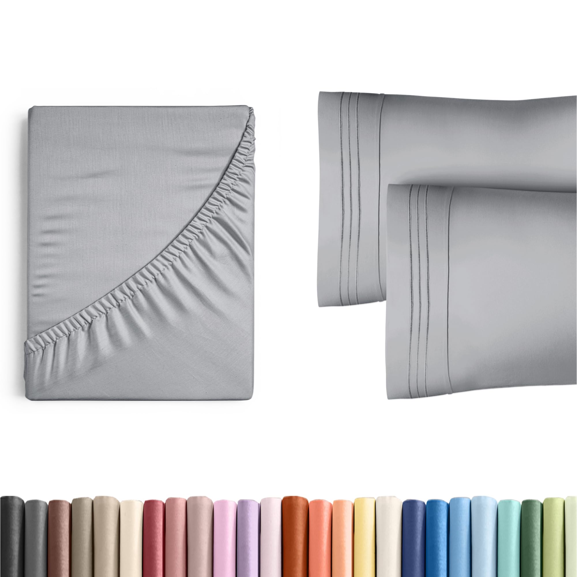 Amazon.com: Steel Blue Fitted Sheet & Pillowcase Bedding Bundle (King ...