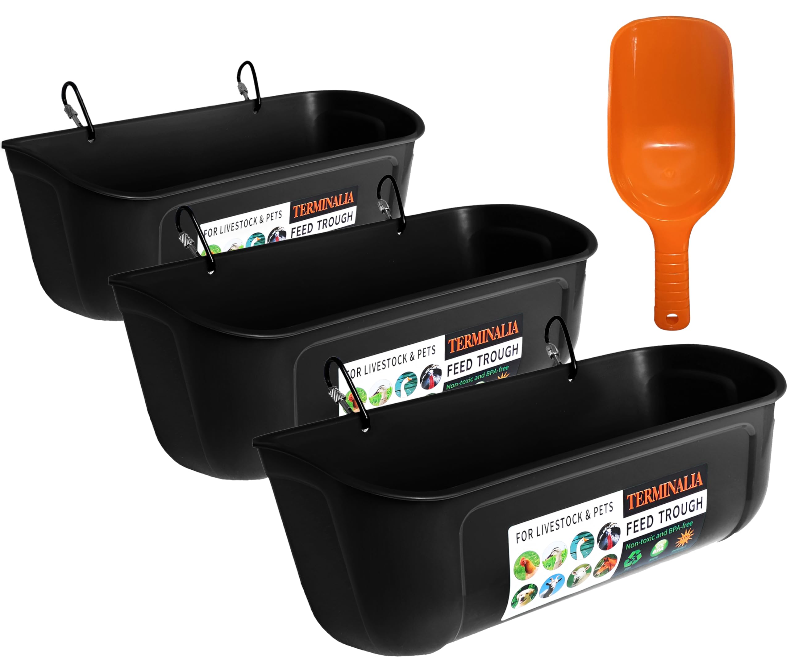 Buy 3 Pack Duck Chicken Feeder | Hanging Fence Feed Trough | Goose ...