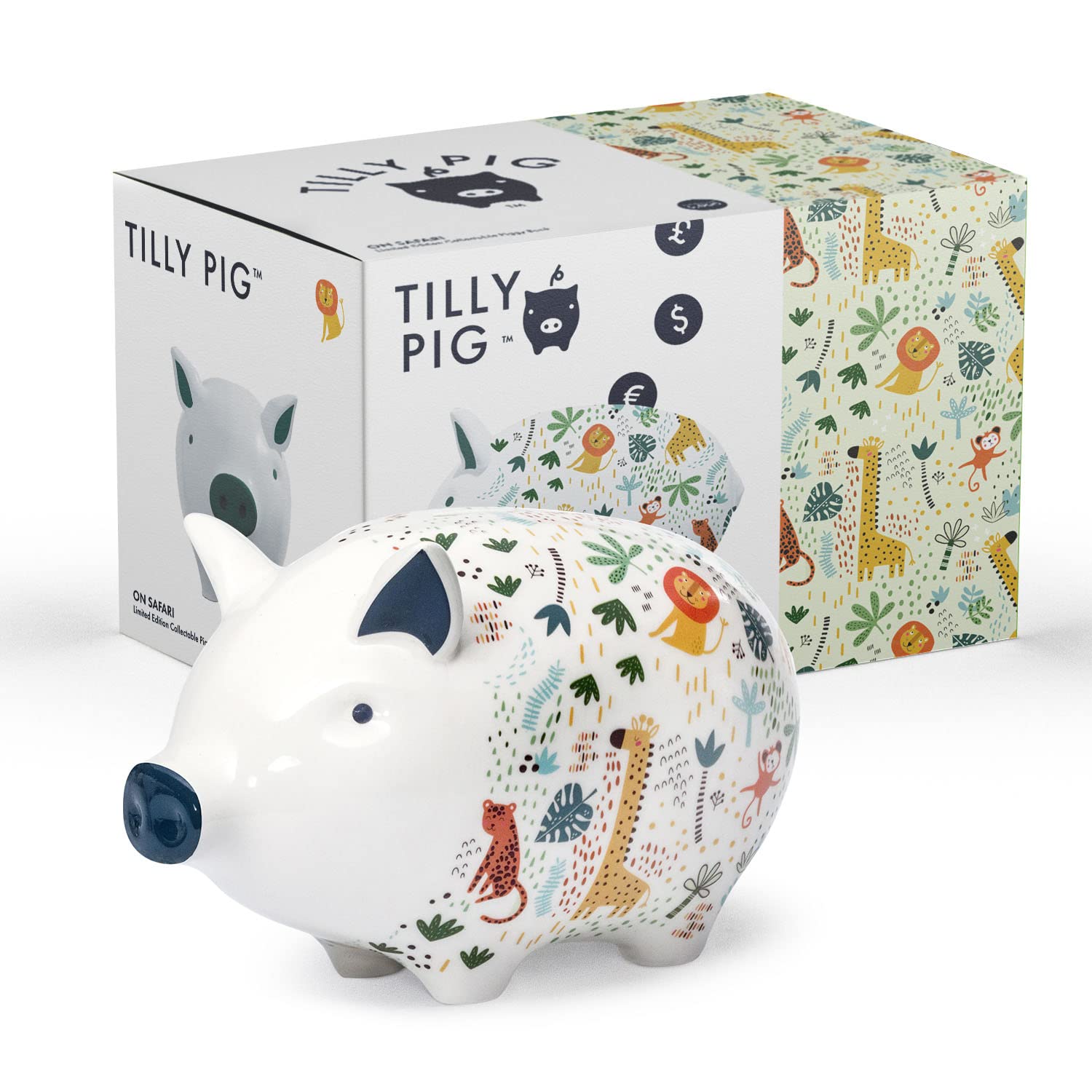Tilly Pig Ceramic Piggy Bank Kids Boys Girls Safari Animals Design ...