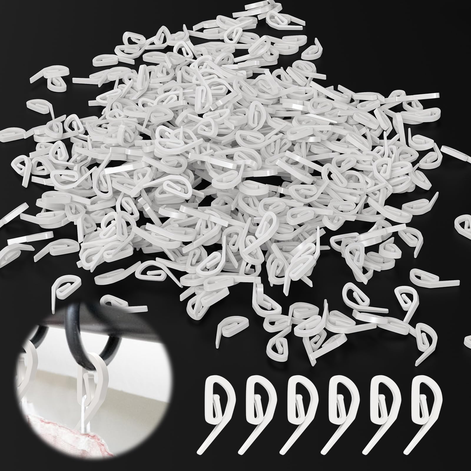 Qurton Curtain Hooks Large Size 3.8x1.6 cm for Windows, Doors & Shower ...