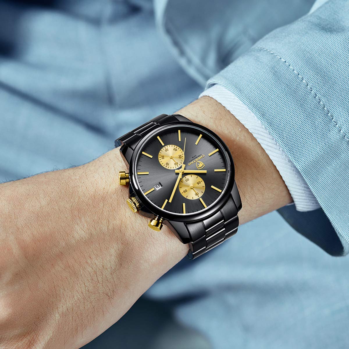 GOLDEN HOUR Men's Watches with Stainless Steel and Metal Casual ...