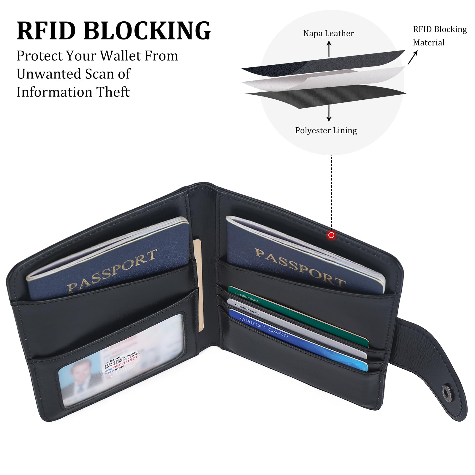 Snapklik.com : Polare Napa Leather Slim And Soft RFID Blocking Wallet For Men Snap Bifold Travel ...