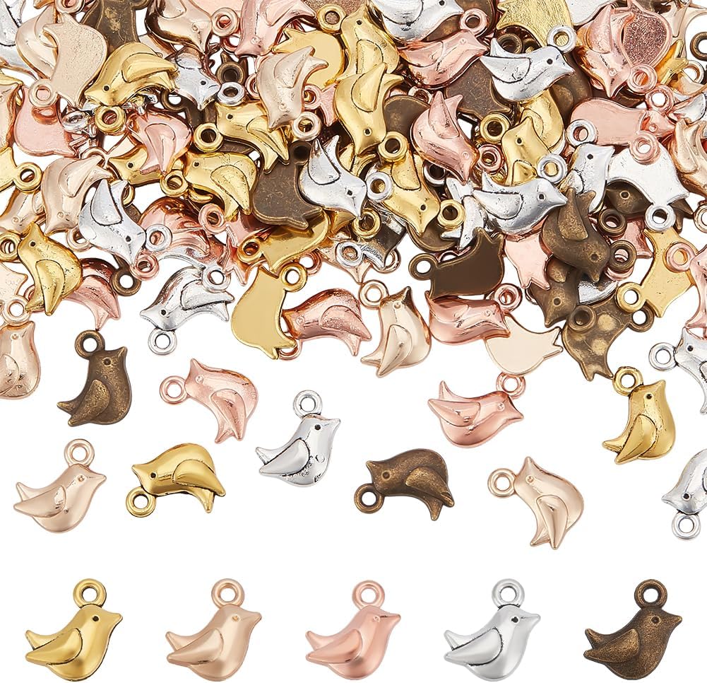 Amazon.com: PH PandaHall 150pcs 5 Colors Bird Charms Tibetan Bird ...