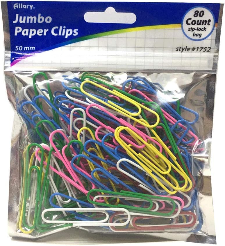 Jumbo Paper Clips - Large 2 Inch - Assorted Colors Paperclips – 80 ...