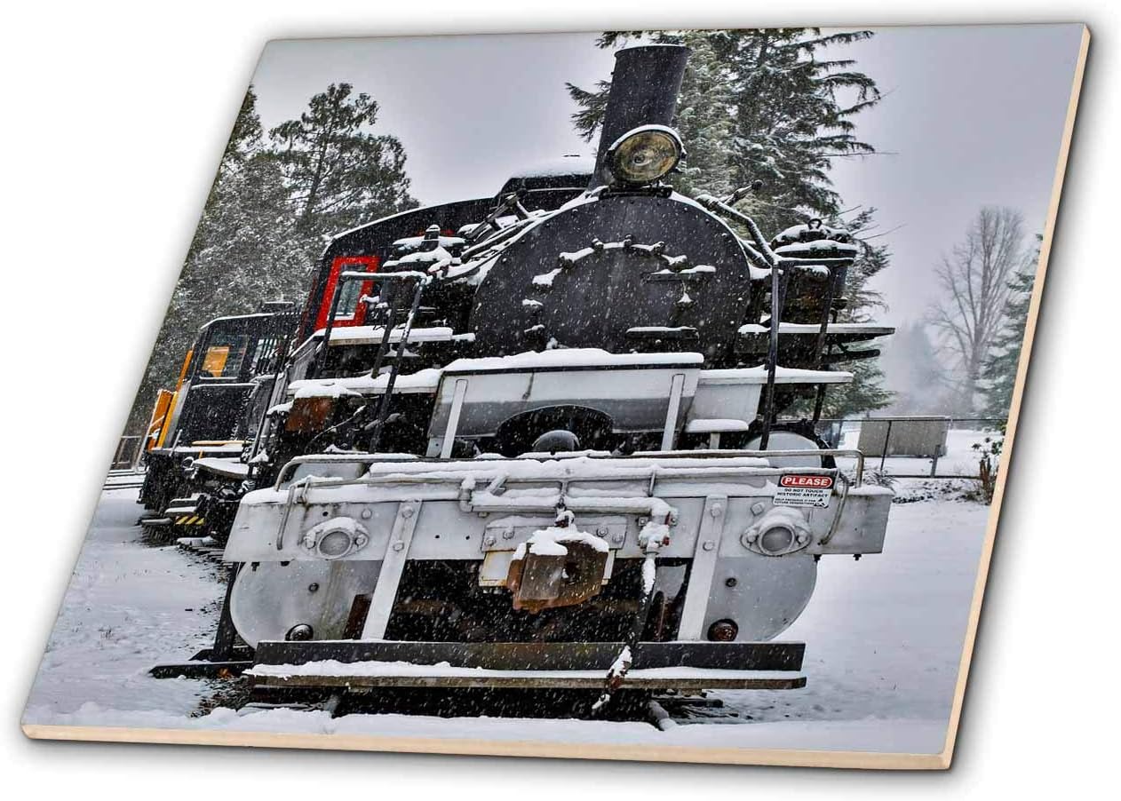 Amazon.com: 6 Inch Ceramic Tile - Steam engine train on tracks in town ...