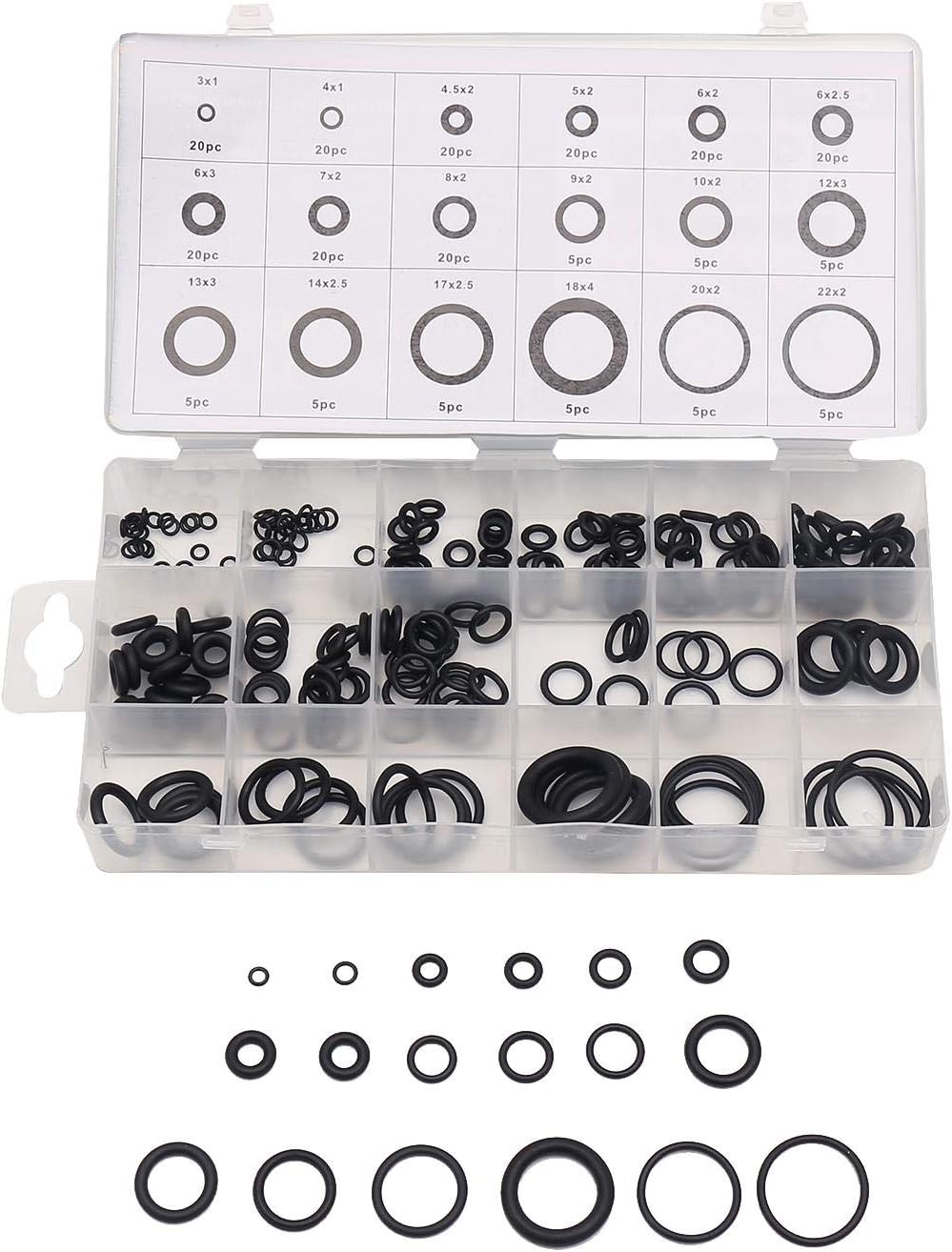TOPWAY Nitrile O-Ring Assortment Kit 225PCs Metric Size Universal ...