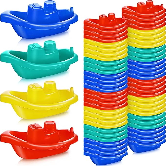 Amazon.com: 60 Pieces Little Boat Bath Boats Toy Bathtub Toys Stackable ...