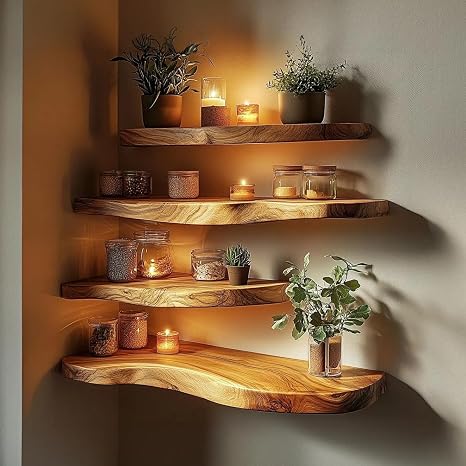 Amazon.com: INSPIRING WORLD CRAFT" Live Edge Floating Wall Shelf, Solid ...