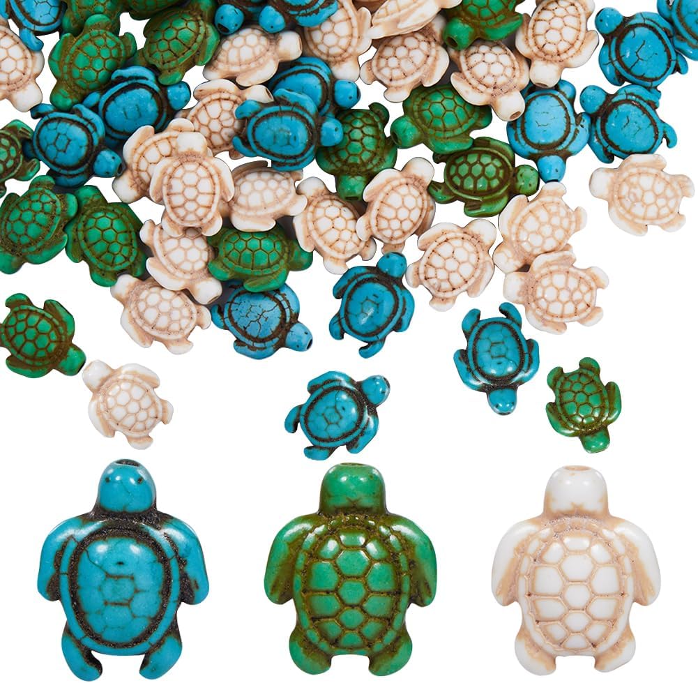 SUNNYCLUE 1 Box 120Pcs Turtle Beads Bulk Sea Turtle Charms Blue Green ...