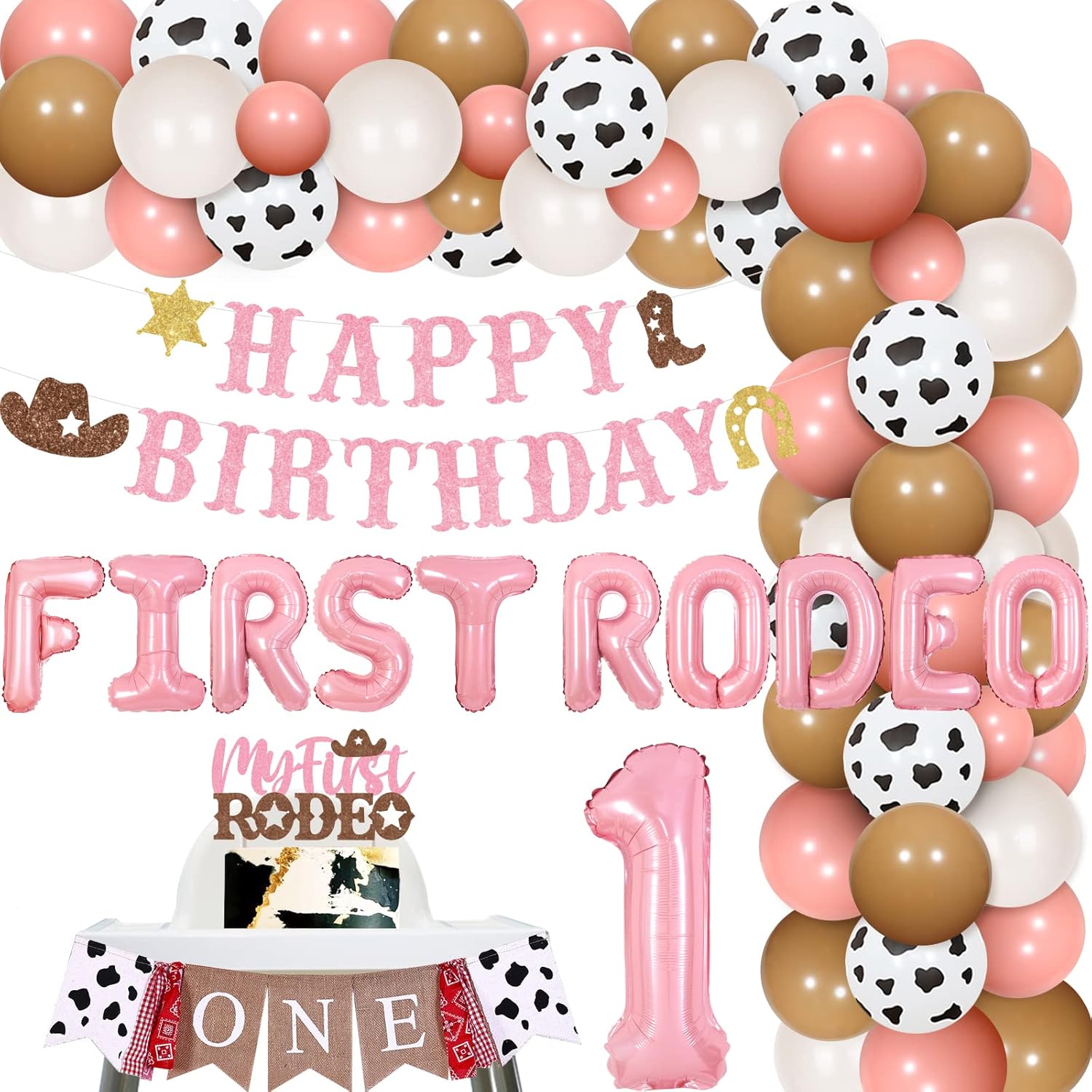 Amazon.com: First Rodeo Western Cowgirl 1st Birthday Balloon Garland ...