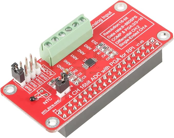 Amazon.com: Hapivida 4 Channel ADC Module, 16 Bit ADC with PGA ADC Analog to Digital Converter ...