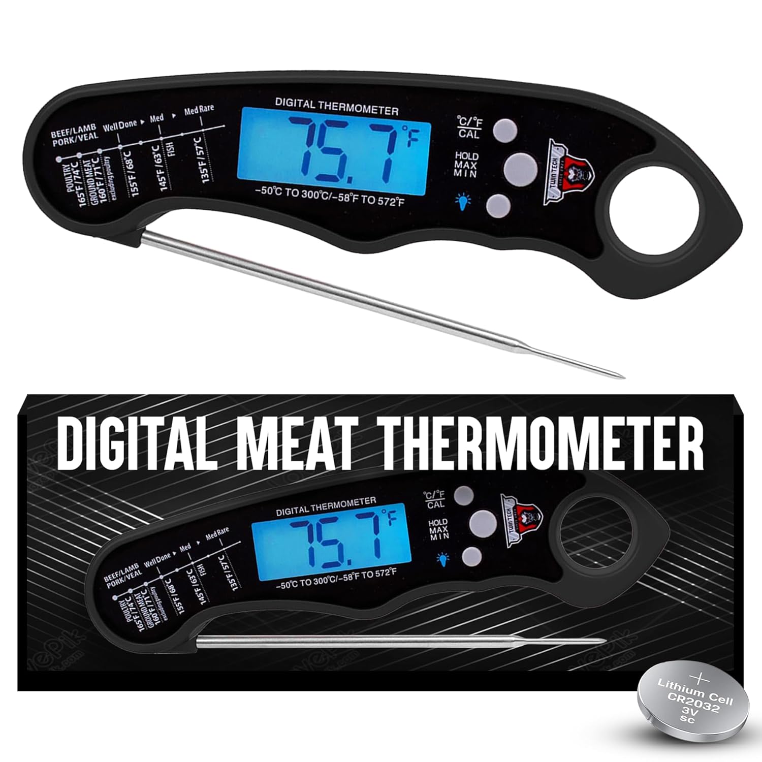 Amazon.com: TwinTech Digital Meat Thermometer | Battery-Powered ...