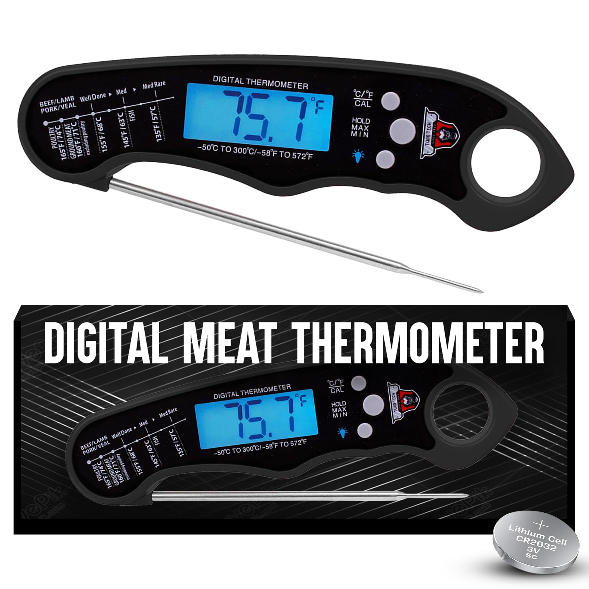 Amazon.com: TwinTech Digital Meat Thermometer | Battery-Powered ...