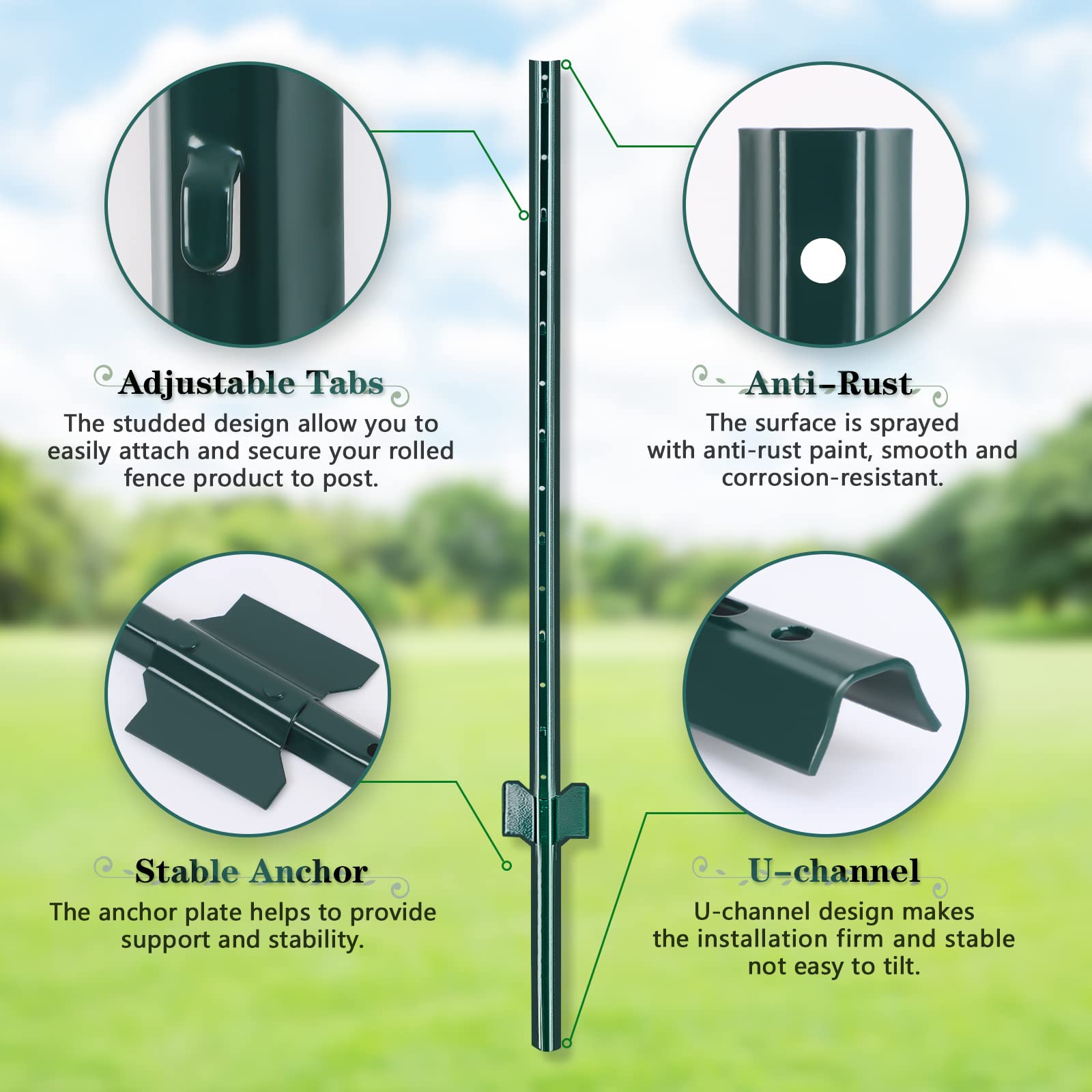 Snapklik.com : Gtongoko 4 Feet Sturdy Duty Metal Fence Post