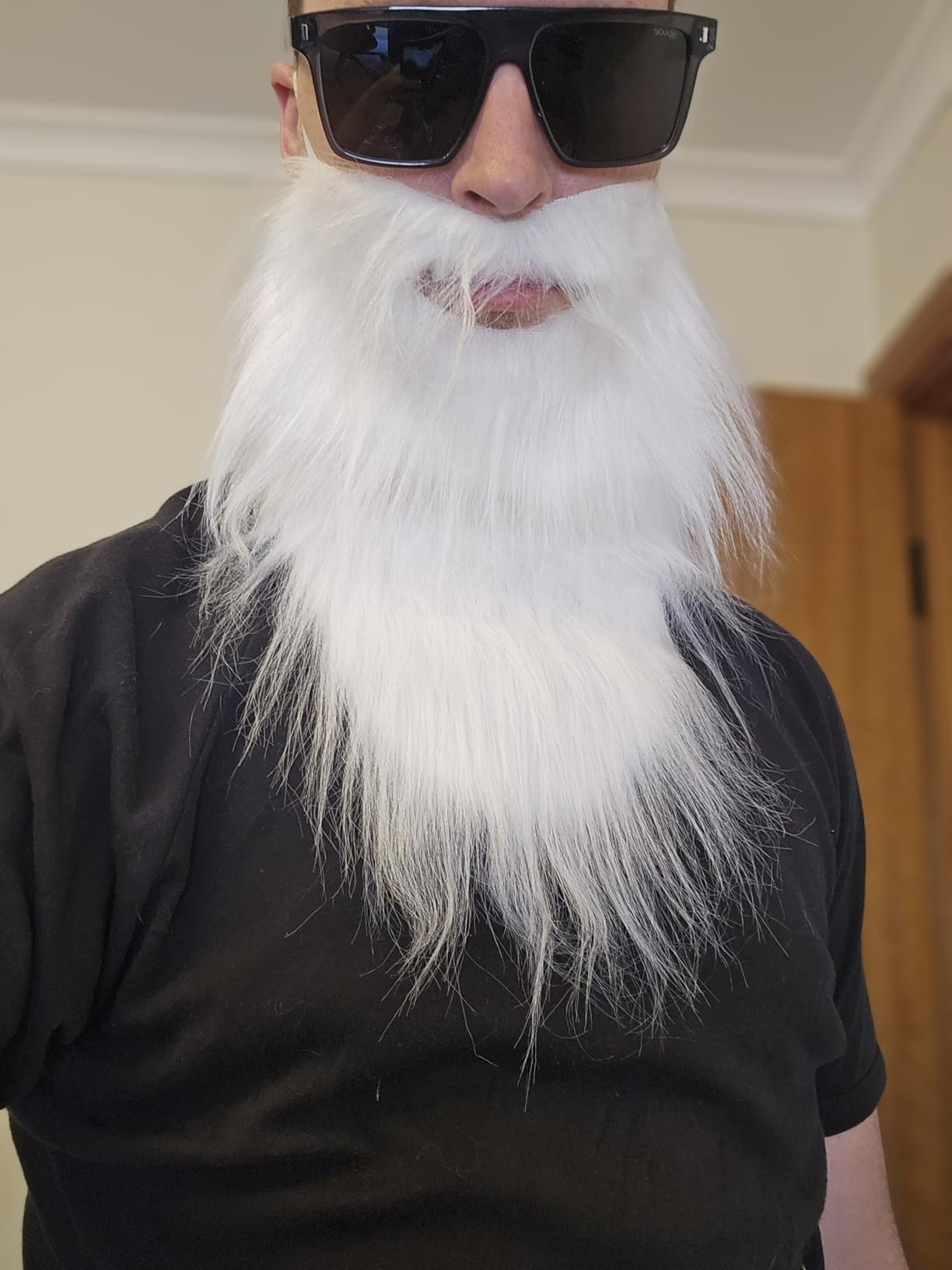 Kukkubird Fake White Beard & Moustache, Fake Mustache Novelty Halloween ...