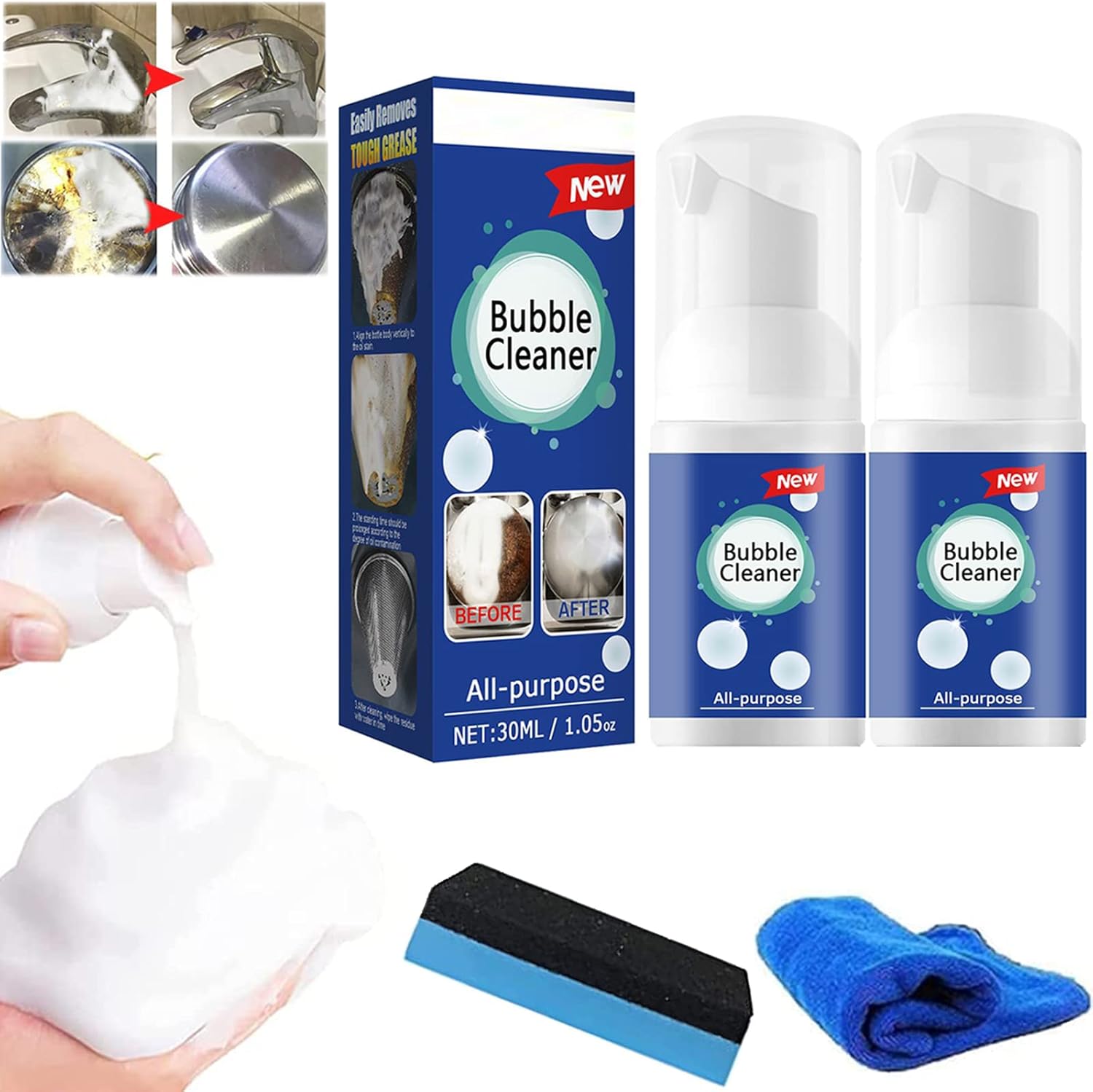 Rheineule Schaumreiniger,Bubble Cleaner Schaum,Spülfreies Allzweck-Reinigungsspray,All-Purpose ...