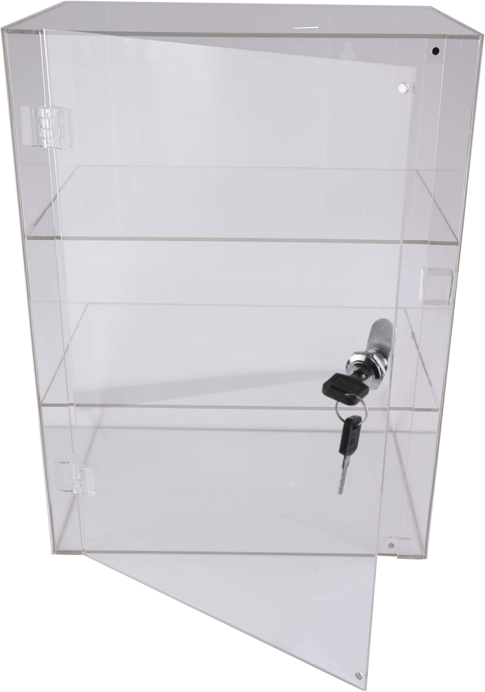 Counter Top Acrylic 2 Shelf Lockable Display Cabinet Case Showcase Shop ...