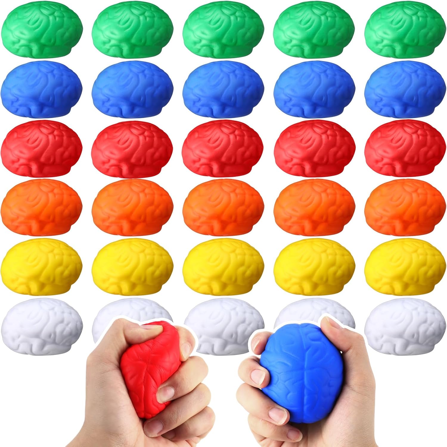 Amazon.com: Gemscream 60 Pcs Brain Stress Balls Bulk Color Brain Toys ...