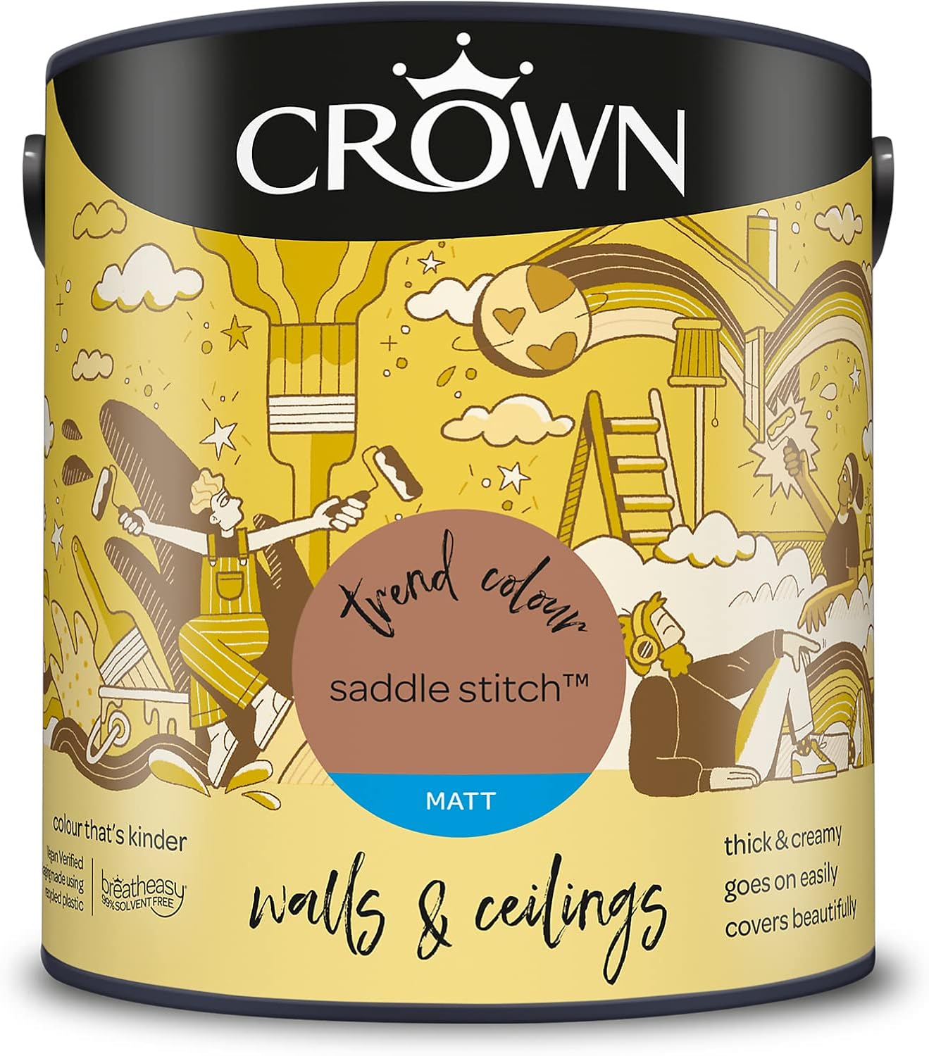CROWN 2.5L Breatheasy MATT Emulsion Paint for Walls & Ceilings - SADDLE ...