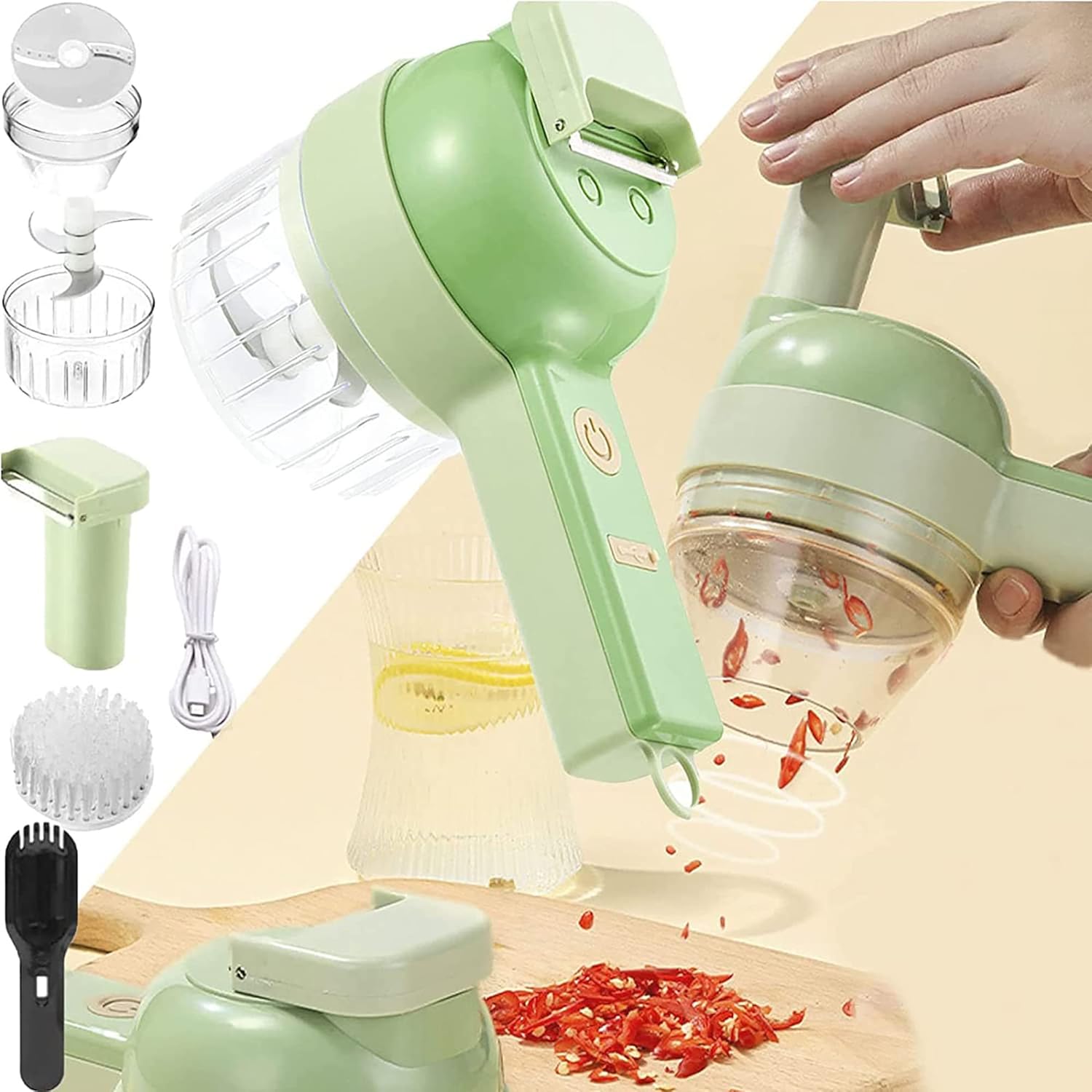 Amazon.com: 4 in 1 Handheld Electric Vegetable Cutter Set - Gatling ...