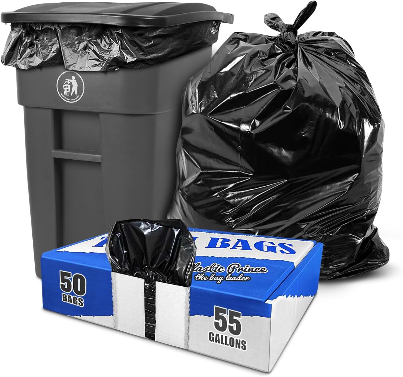 Amazon.com: (50 Pack) 55-60 Gallon Trash Bags, 2 Mil Heavy Duty, Fits ...
