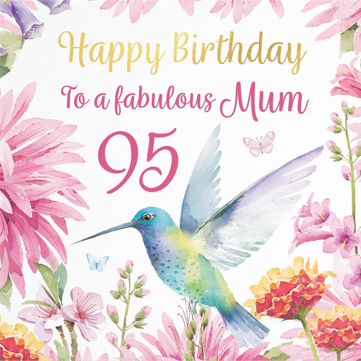 Personalised 95th Birthday Card - 95th Birthday Card for women - Floral ...