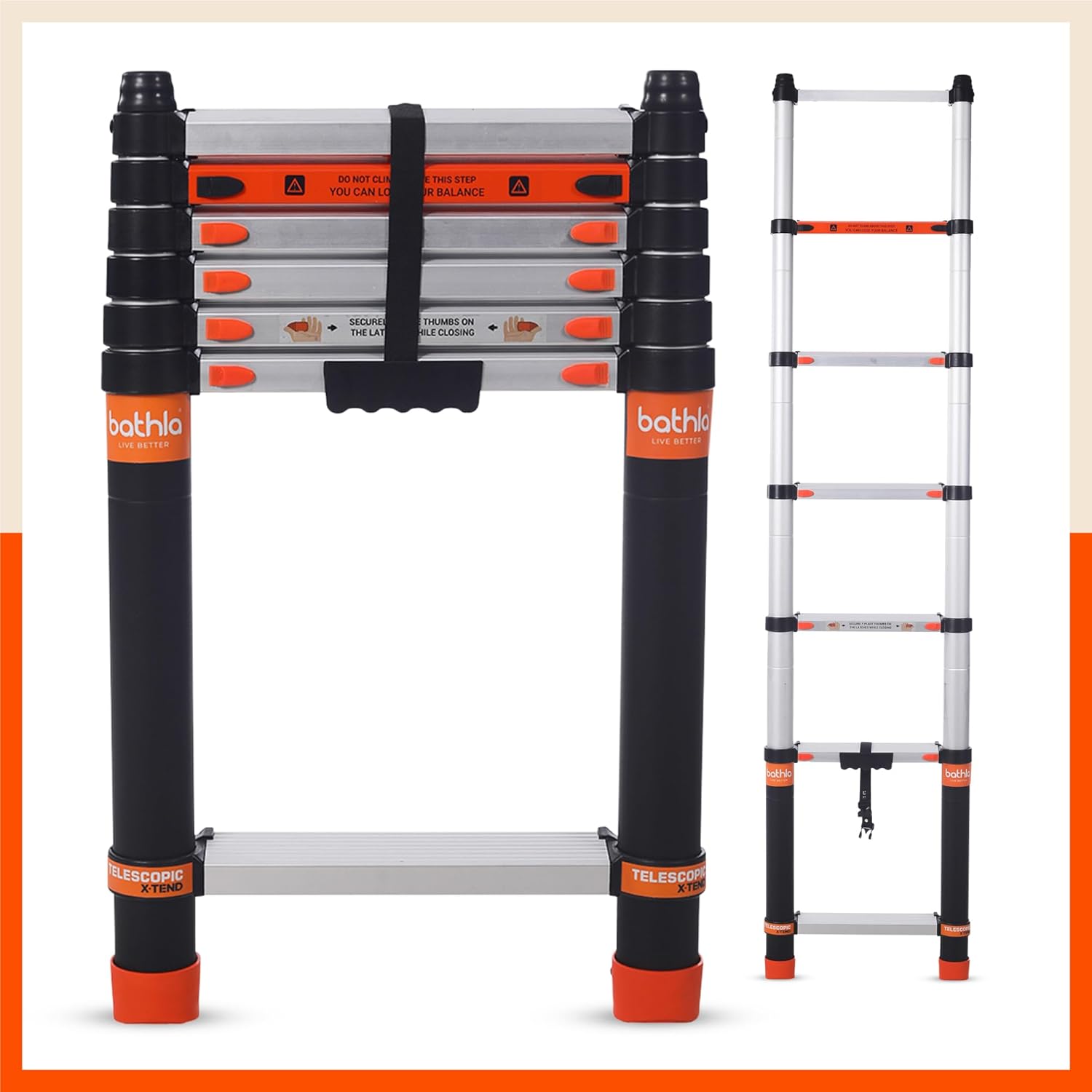 Bathla 6.5 ft Aluminium Telescopic Ladder | 2-Year Manufacturer ...