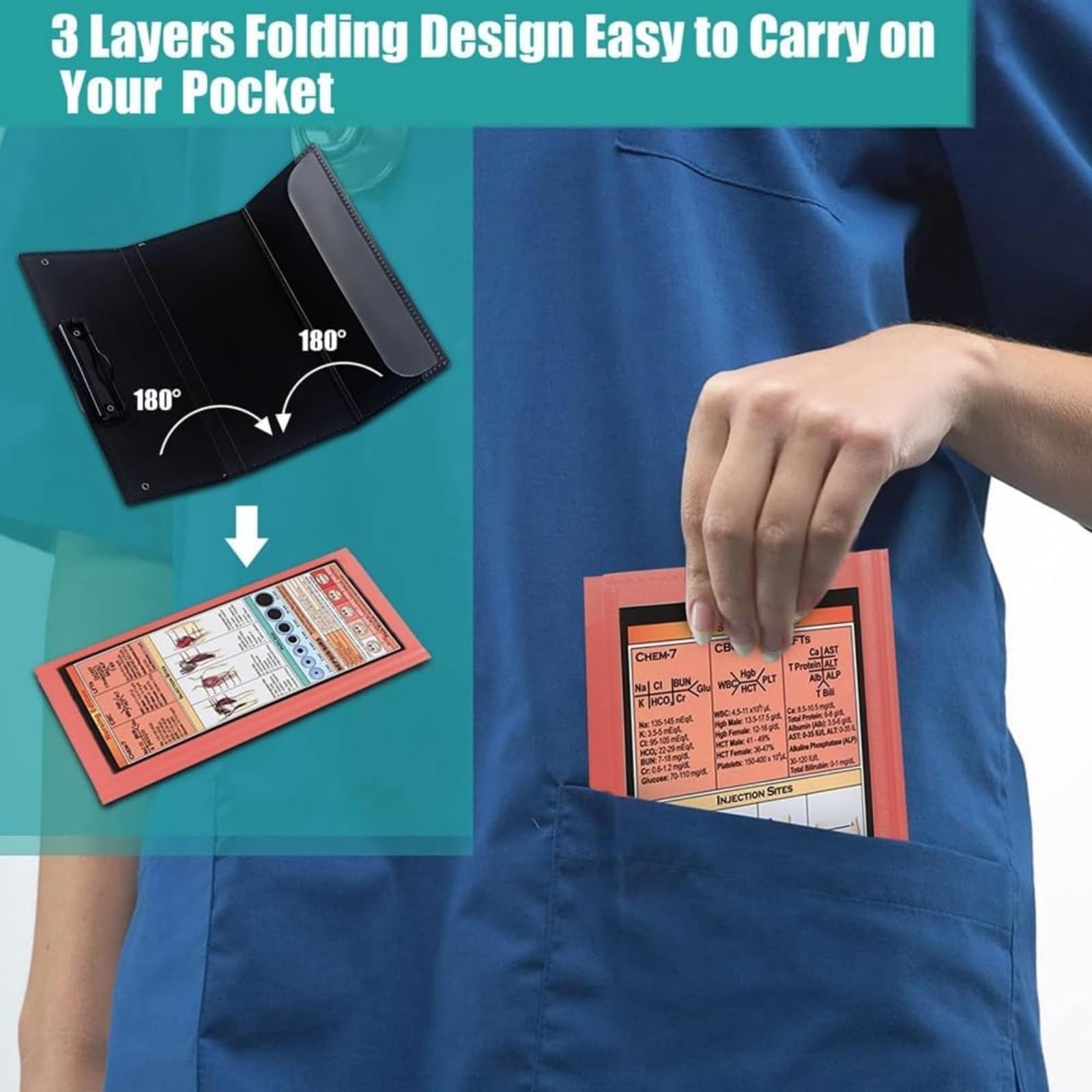 Snapklik.com : Foldable Nursing Clipboard 3 Layers Pocket Clipboard ...