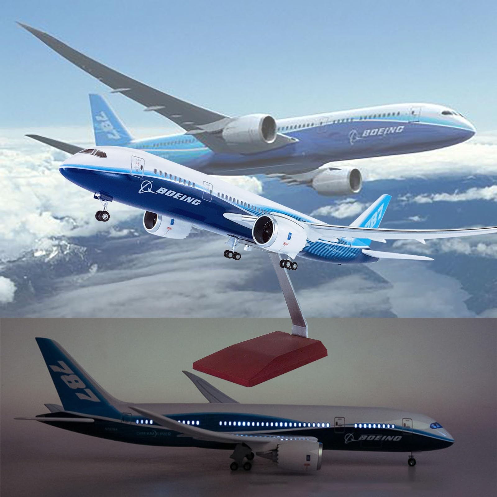 Amazon.co.jp: 16.9インチ 1:130 スケールモデル飛行機ボーイング B787 旅客機モデルジェットグッズホイール付き樹脂飛行機モデルダイキャストコレクションギフト ...