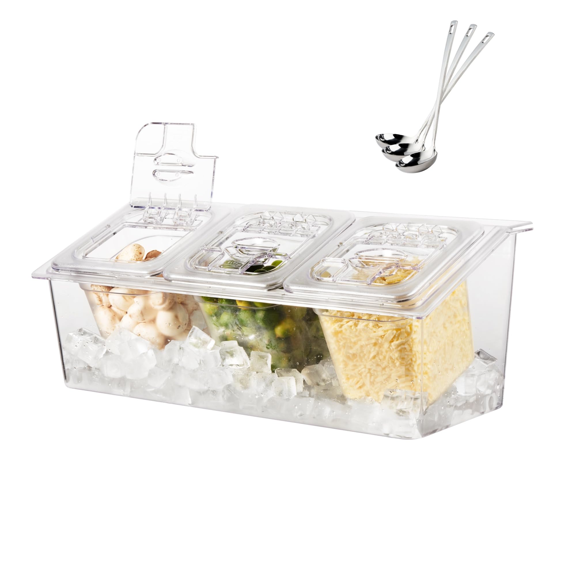 Amazon.com: CURTA Ice Chilled Condiment Caddy with 3 Large Containers ...