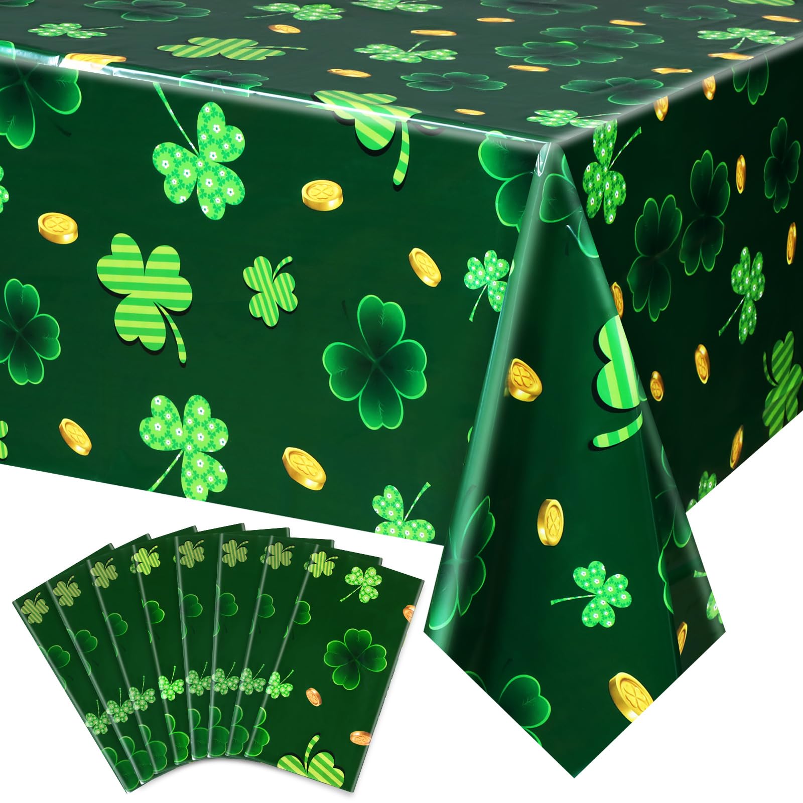 Amazon.com: VitalCozy 8 Pcs St. Patrick's Day Tablecloth Plastic Clover ...