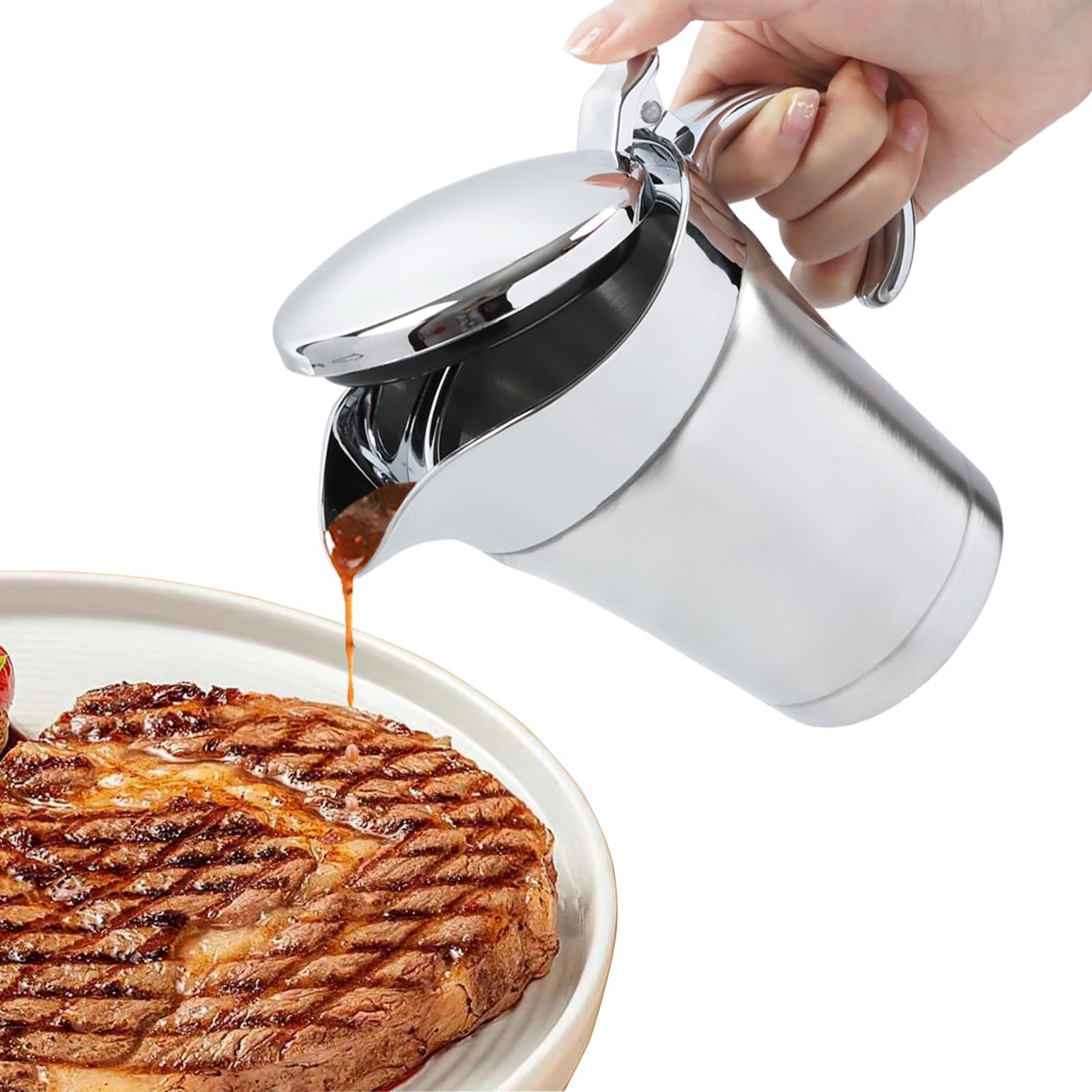 Amazon.com | Stainless-Steel Double Insulated Gravy Boat - Sauce Jug ...