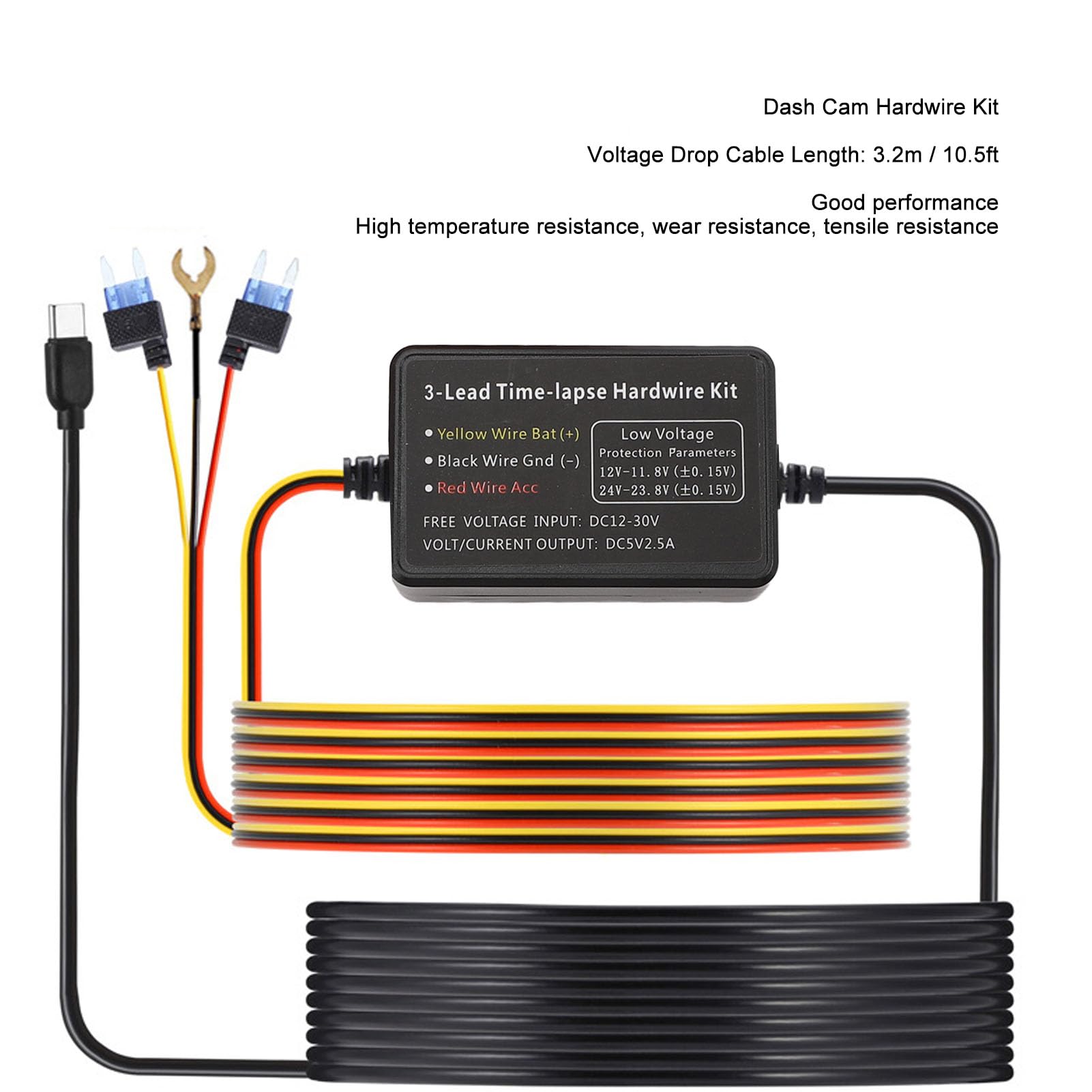 Snapklik.com : Dash Cam Hardwire Kit Type C USB Hard Wire Kit 12v To ...