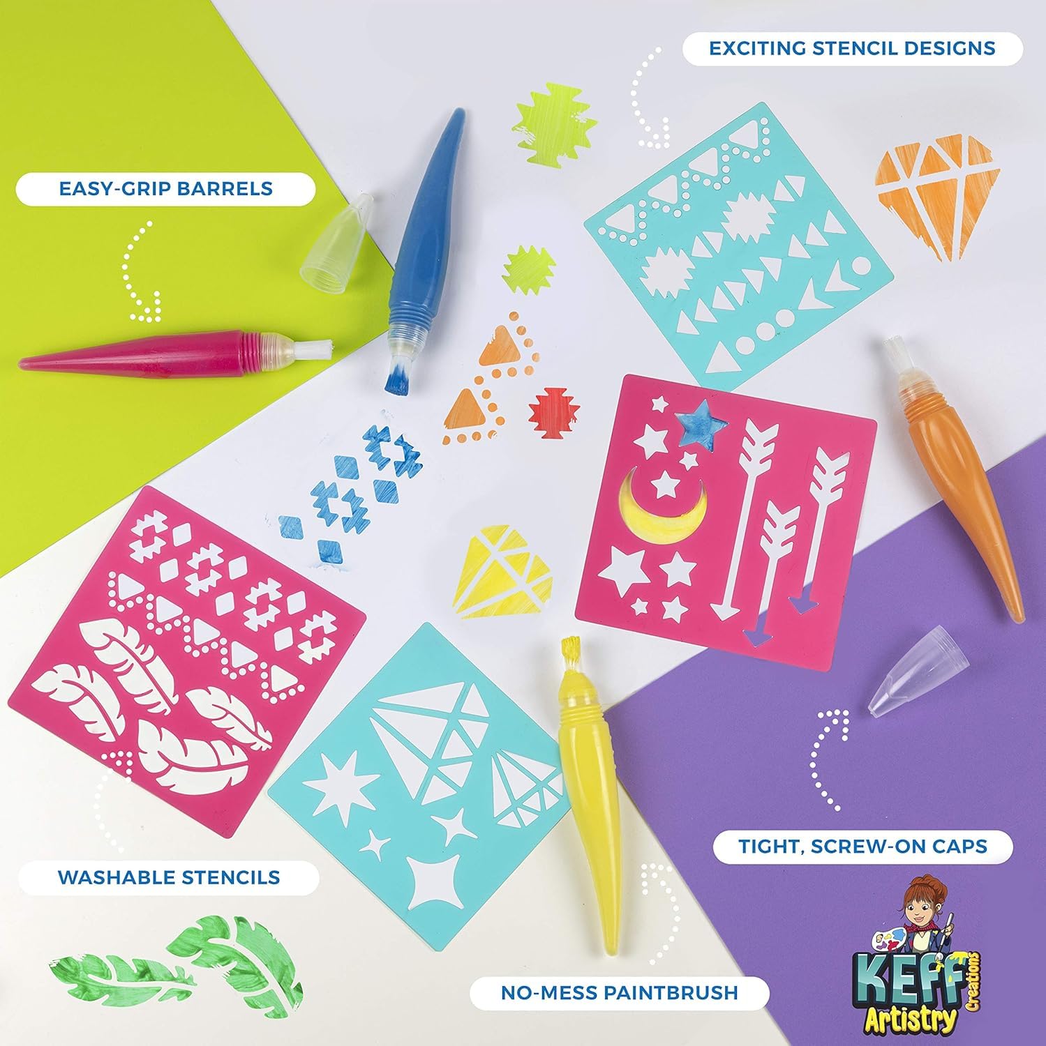 Snapklik.com : KEFF 24 Vibrant Colors Squeeze N Brush Washable Paint ...