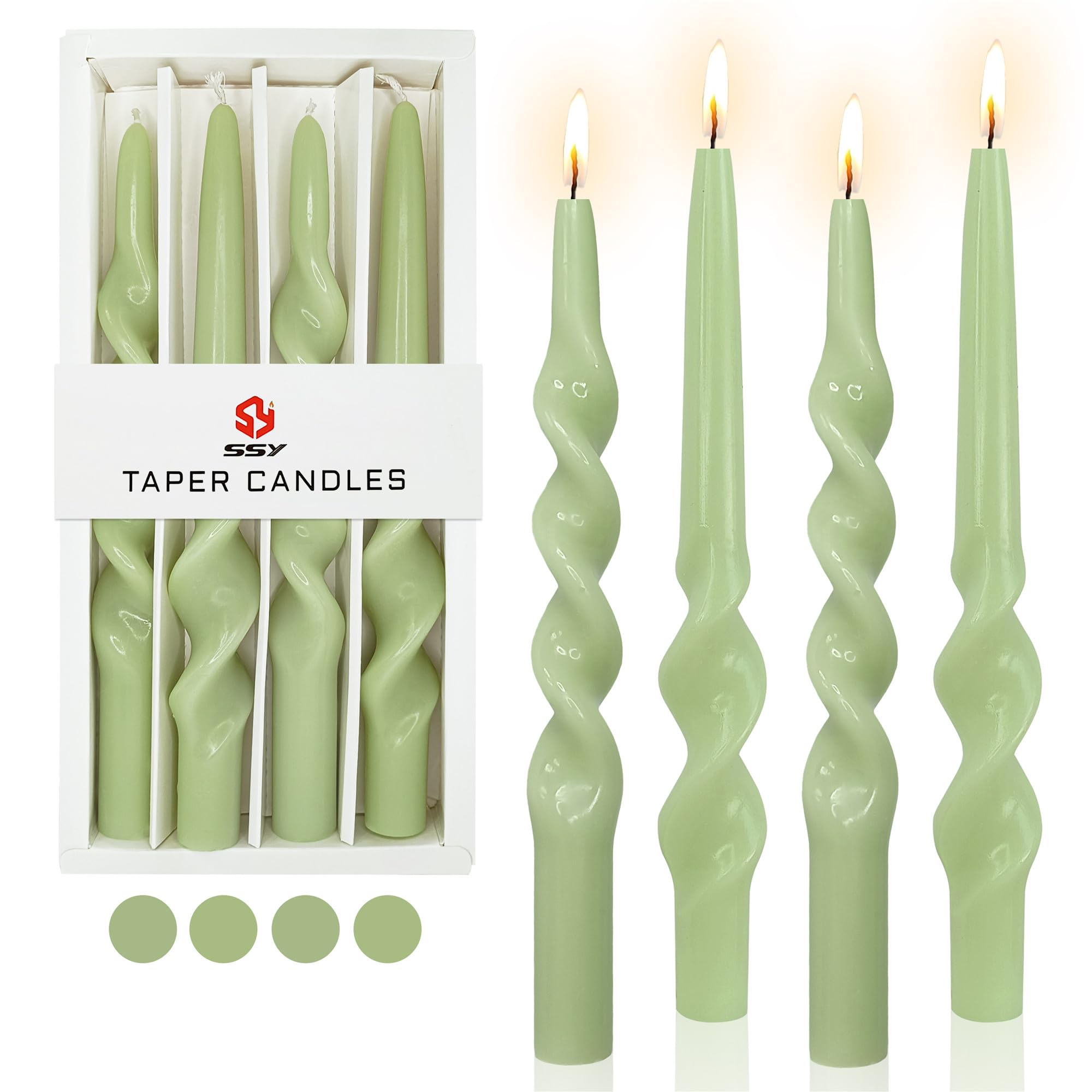 Amazon.com: Gedengni Spiral Taper Candle Green Candlesticks - 4pcs ...
