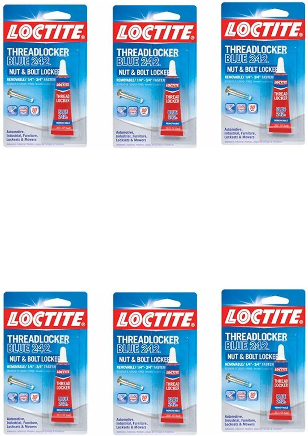 Amazon.com: Loctite Heavy Duty Threadlocker, 0.2 oz, Blue 242, 6 Pack ...