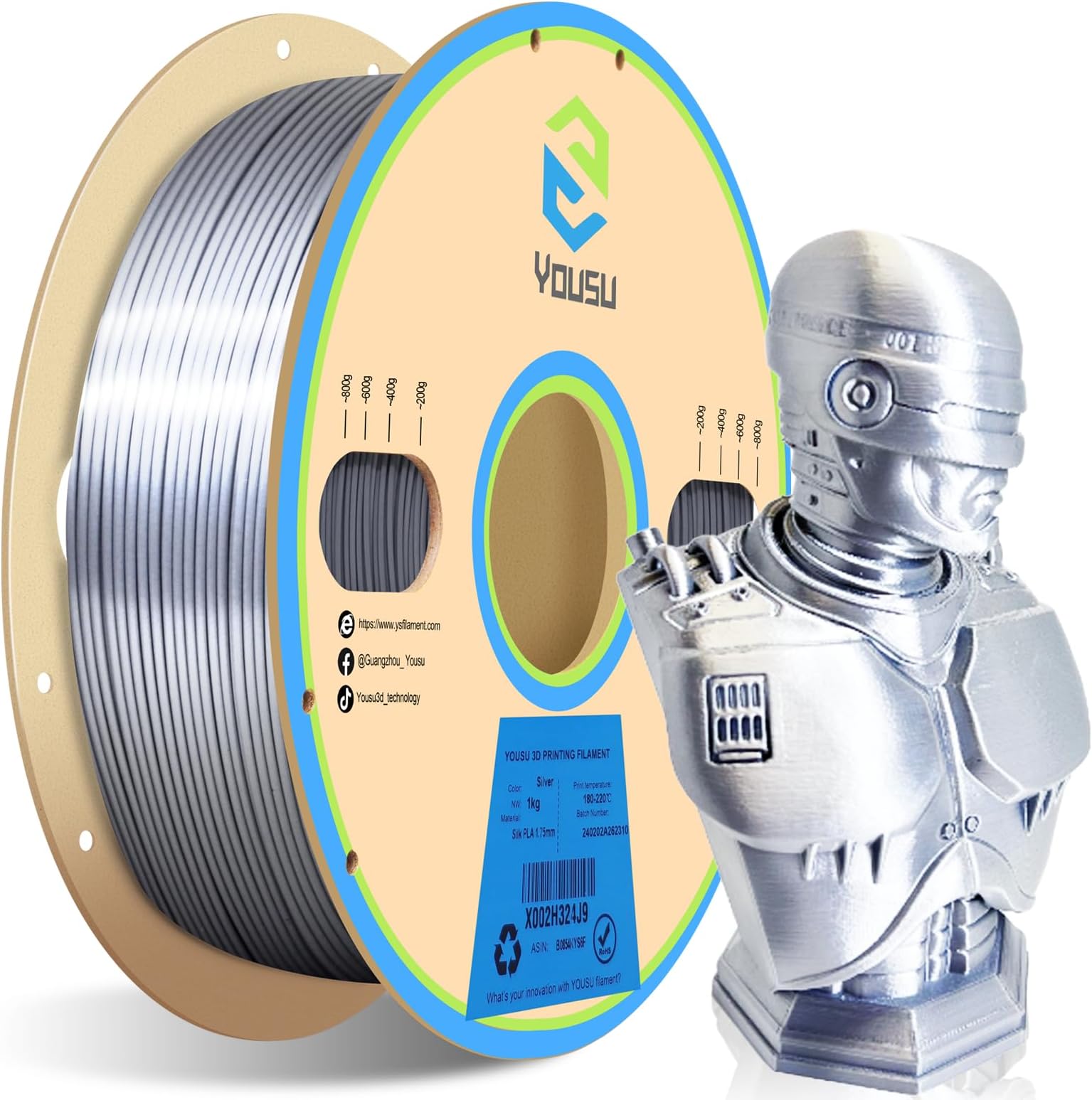 Silk Copper PLA Filament 1.75mm 500g 3D Printer Filament Silky Copper ...