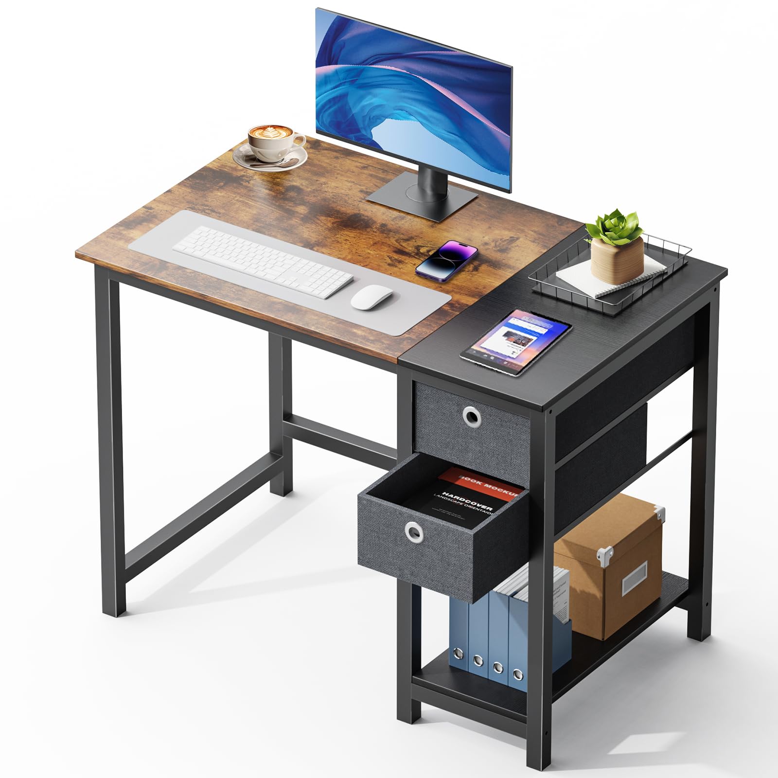 Amazon.com: Zyerch Computer Desk 40x24 Inch Home Office Desks with 2 ...