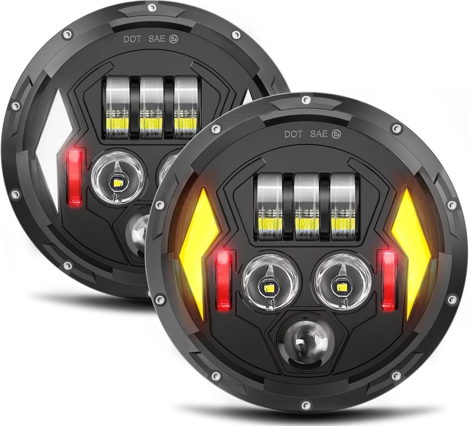 Amazon.com: MGLLIGHT 7 Inch Round LED Headlights DRL Hi/Low Sealed Beam ...